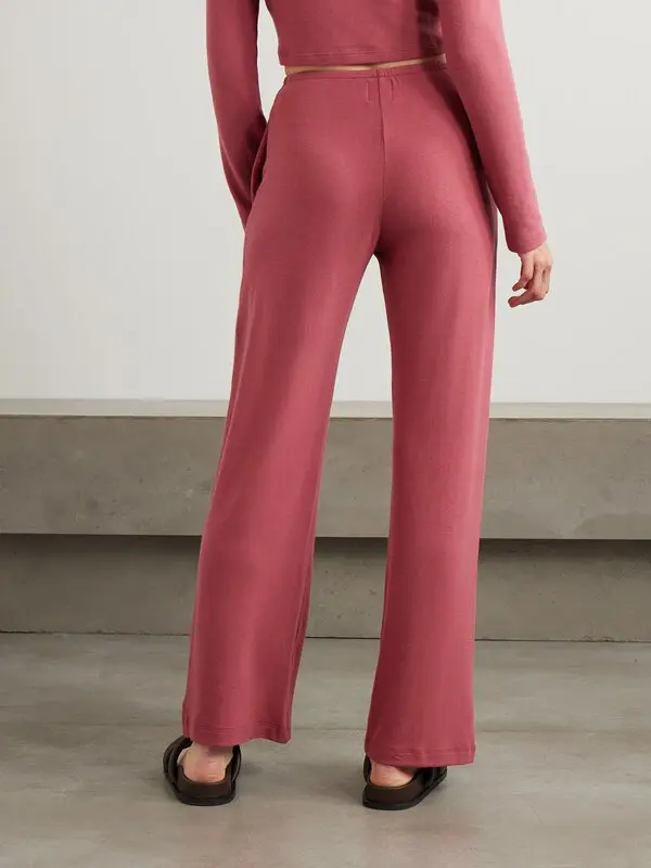 LESET Lauren Flared Track Pants - Burgundy