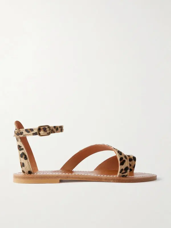 K.JACQUES Anaelle Leopard-print Pony Hair Sandals - Animal Print