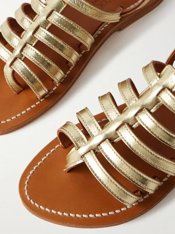 K.JACQUES Homere Metallic Leather Sandals - Gold