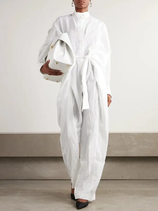 FERRAGAMO Belted Crinkled-shell Jumpsuit