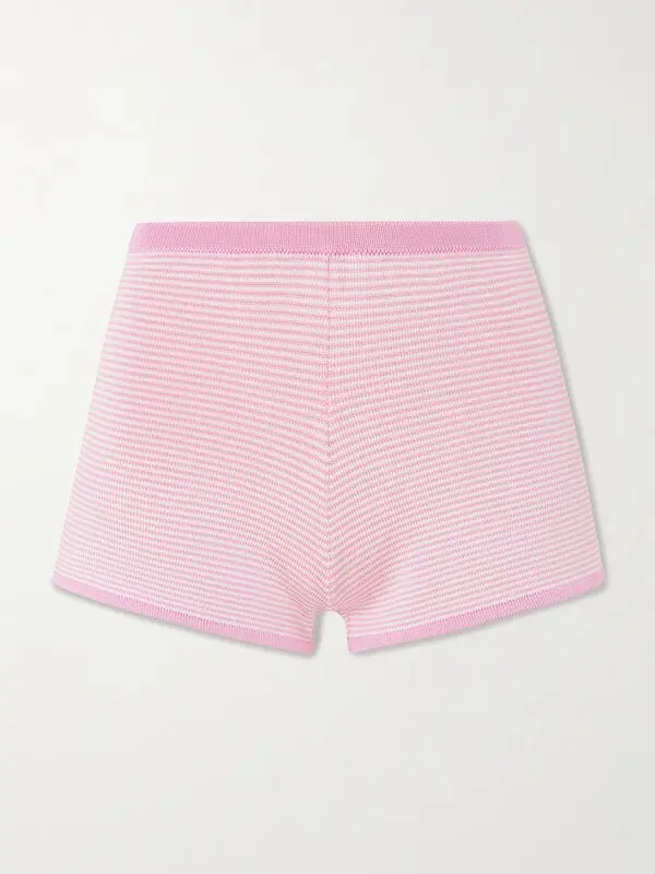 Calle Del Mar Striped Knitted Shorts - Pink