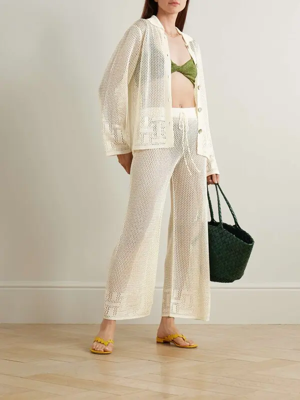 Calle Del Mar Crocheted Wide-leg Pants