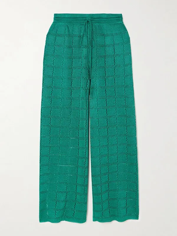 Calle Del Mar Crocheted Wide-leg Pants - Green