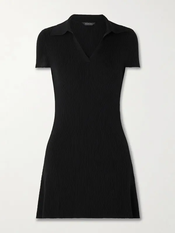 Balenciaga Ribbed Wool-blend Mini Dress