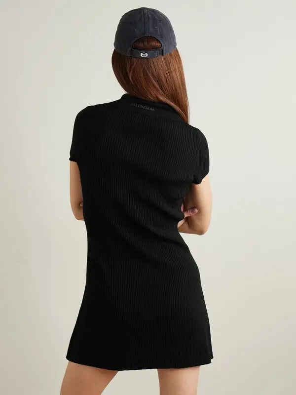 Balenciaga Ribbed Wool-blend Mini Dress