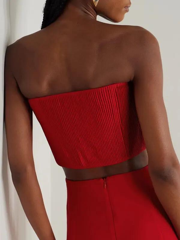ANDRES OTALORA No Me Olvides' Appliquéd Pleated Taffeta Top - Red