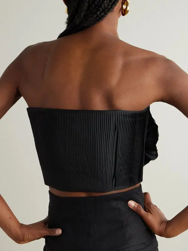 ANDRES OTALORA No Me Olvides Appliquéd Taffeta Top - Black