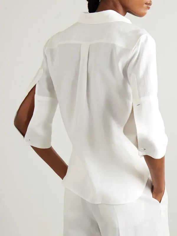 Another Tomorrow Linen Shirt - White