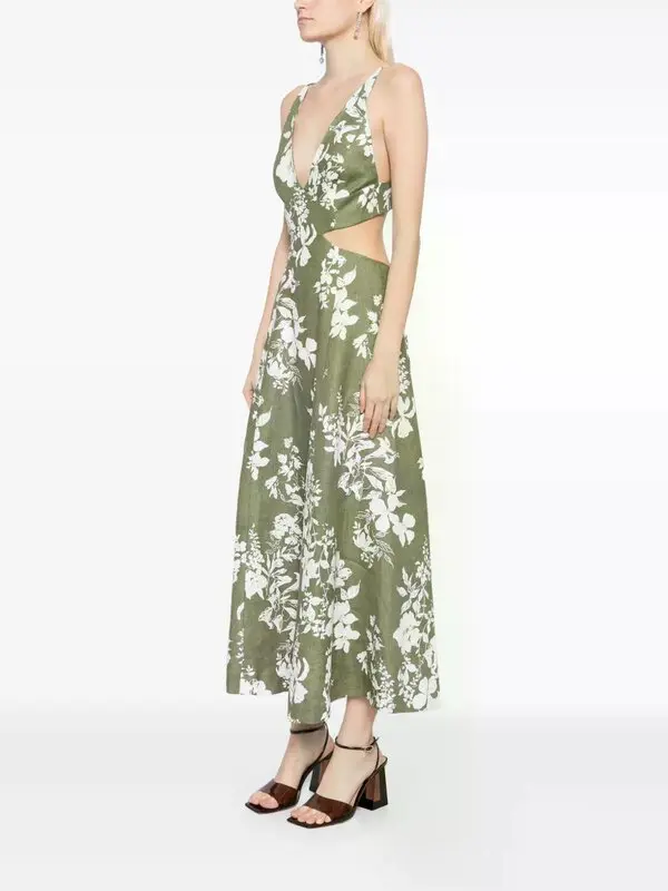 Reformation Samara Floral Print Dress - Green | Editorialist