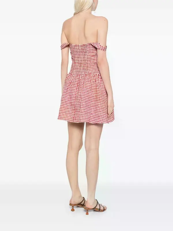 Reformation Sora Checkered Linen Dress - Red | Editorialist