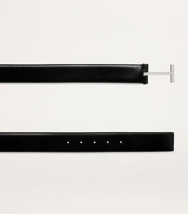 TOM FORD Leather Belt With 't' Buckle - Black