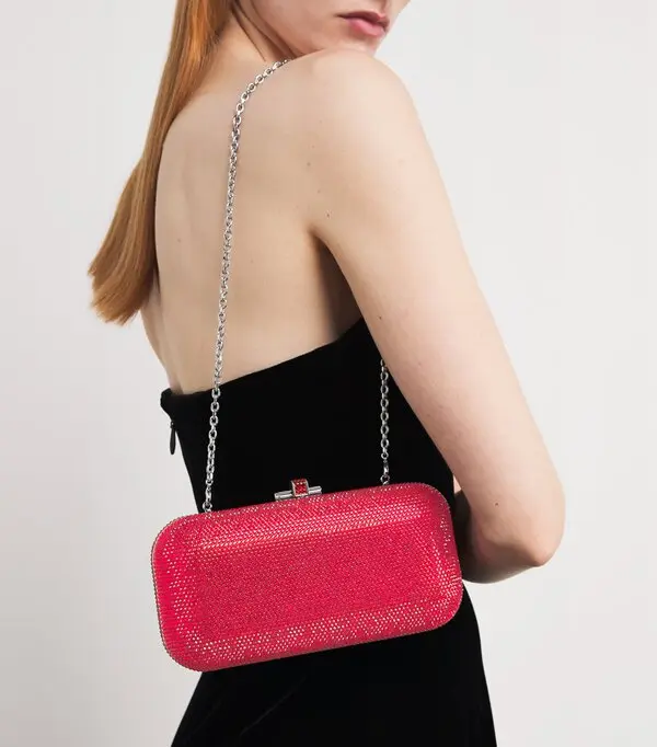 Judith Leiber Crystal-embellished Long Slide Clutch - Red