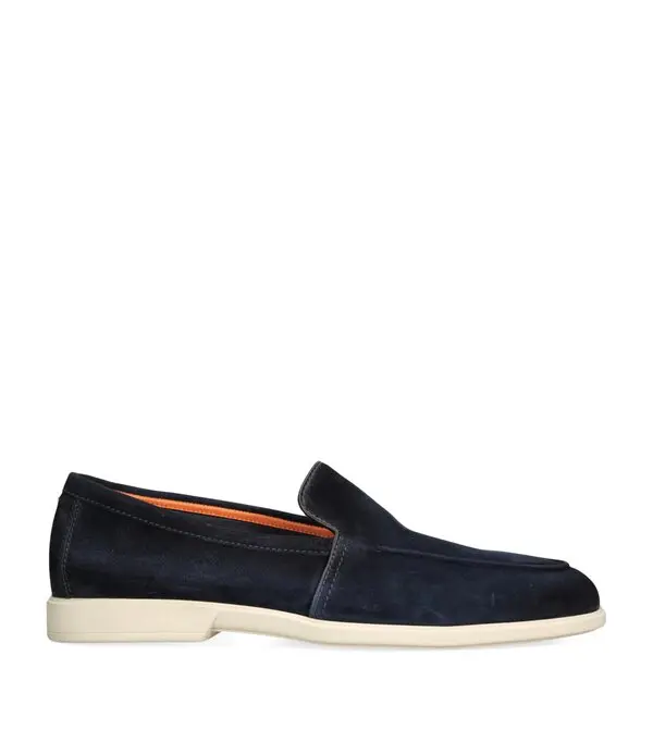 Santoni Suede Malibu Loafers - Navy