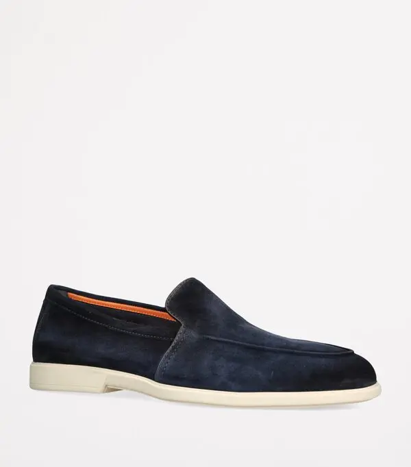 Santoni Suede Malibu Loafers - Navy