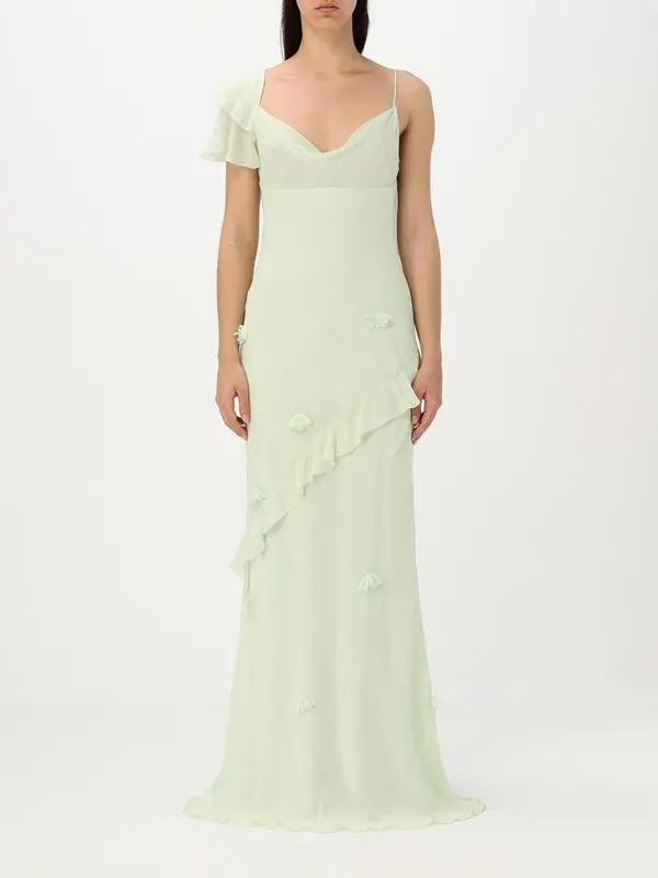 SELF-PORTRAIT Flowy Maxi Dress With Ruffled Detailing - Green