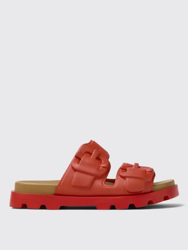 Camper Flat Buckled Sandals - Red