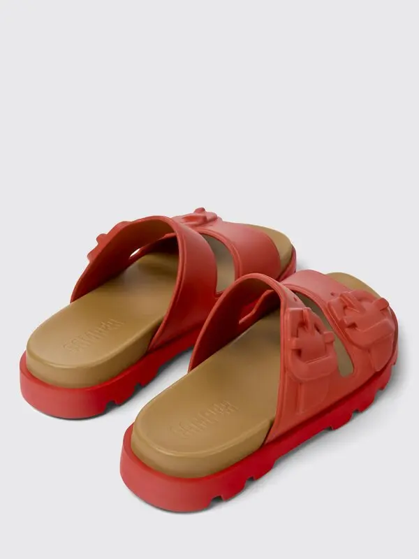 Camper Flat Buckled Sandals - Red