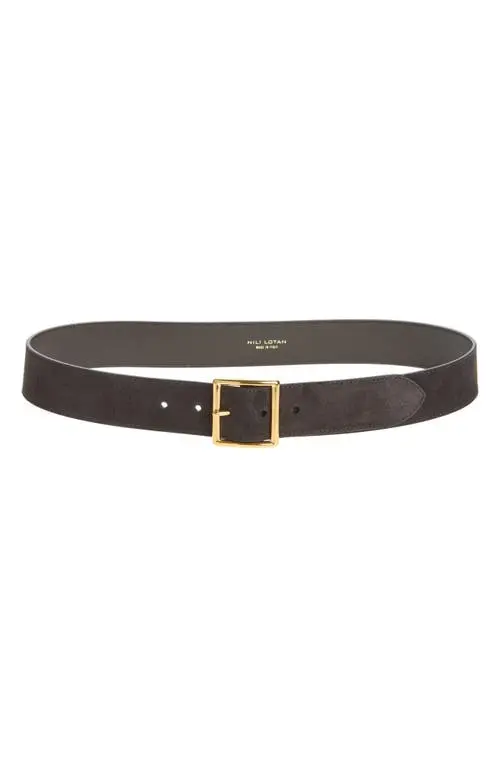 NILI LOTAN Marcela Suede Belt - Espresso W/gold Buckle