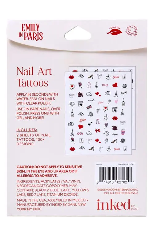 INKED BY DANI Emily In Paris Nail Art Temporary Tattoos - Multi