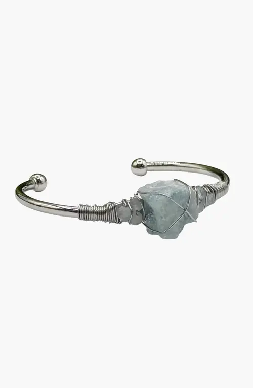 HUMANIST BEAUTY Gemstone Wire Wrapped Bangle Bracelet - Aquamarine
