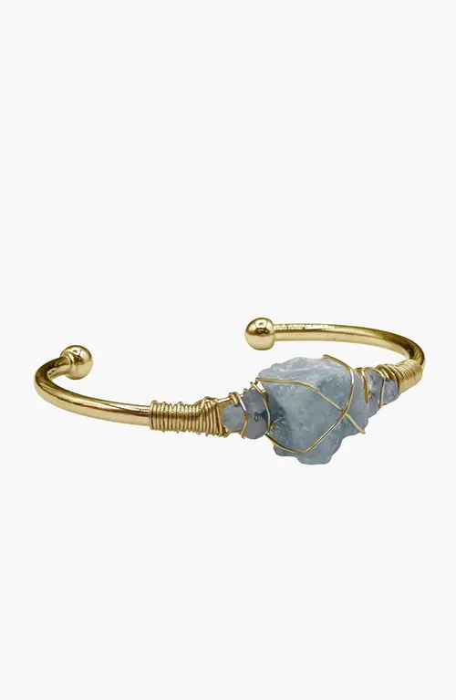 HUMANIST BEAUTY Gemstone Wire-wrapped Bracelet - Aquamarine/yellow Gold