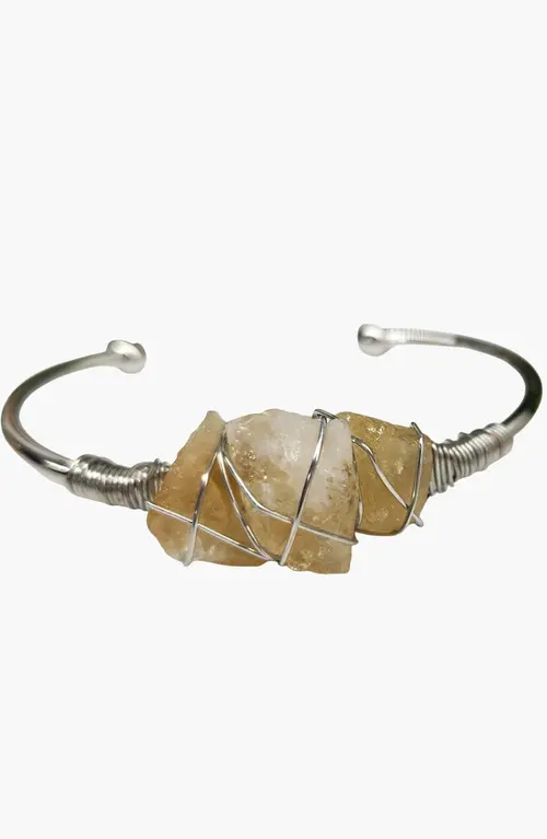 HUMANIST BEAUTY Gemstone Wire Wrapped Bangle Bracelet - Citrine
