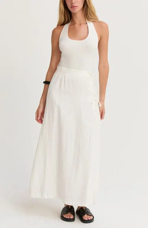 CRESCENT Faux Wrap Linen Maxi Skirt