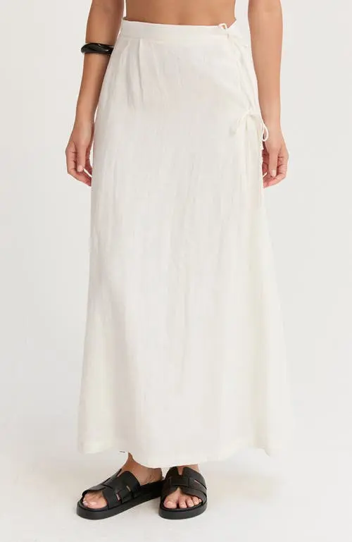 CRESCENT Faux Wrap Linen Maxi Skirt