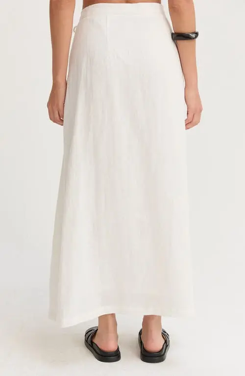 CRESCENT Faux Wrap Linen Maxi Skirt