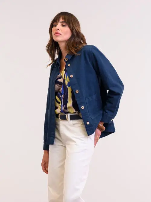 CELTIC & CO. Cotton Twill Pleat Back Jacket - Dark Navy