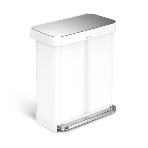 SIMPLEHUMAN 58l Recycler Rectangular Step Can - White