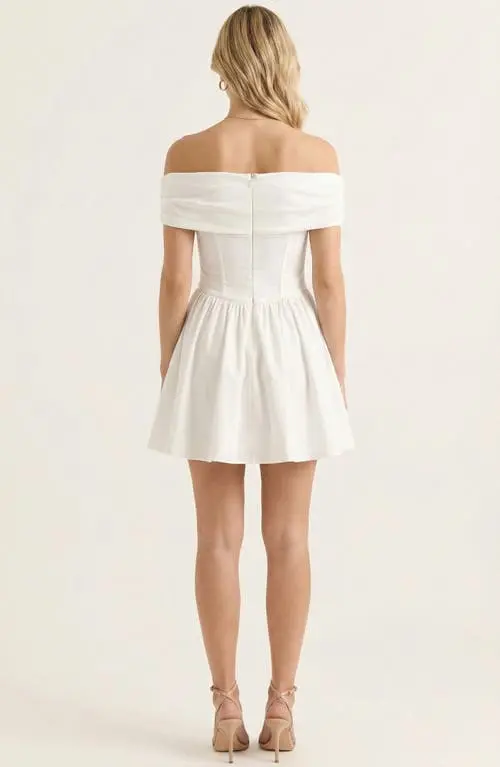 MODENAIRE Off-shoulder Mini Dress With Flowy Skirt