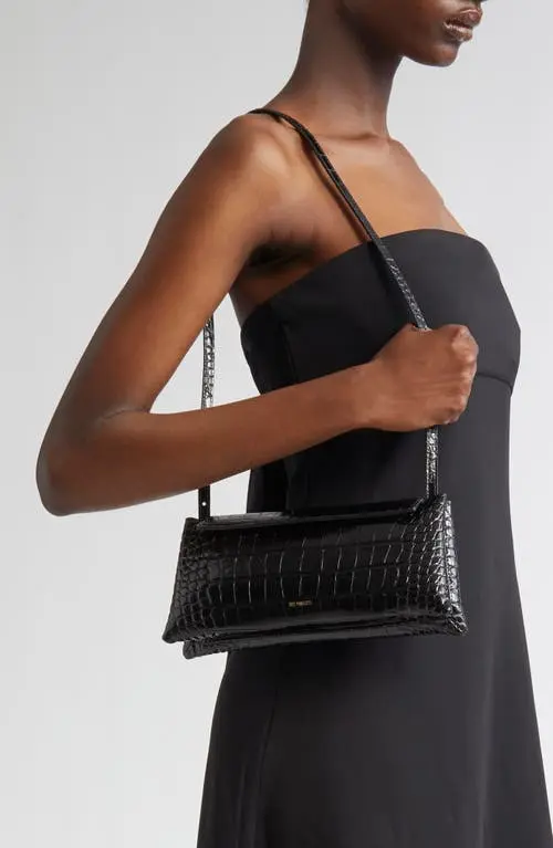 REE PROJECTS Elieze Croc-embossed Clutch - Black