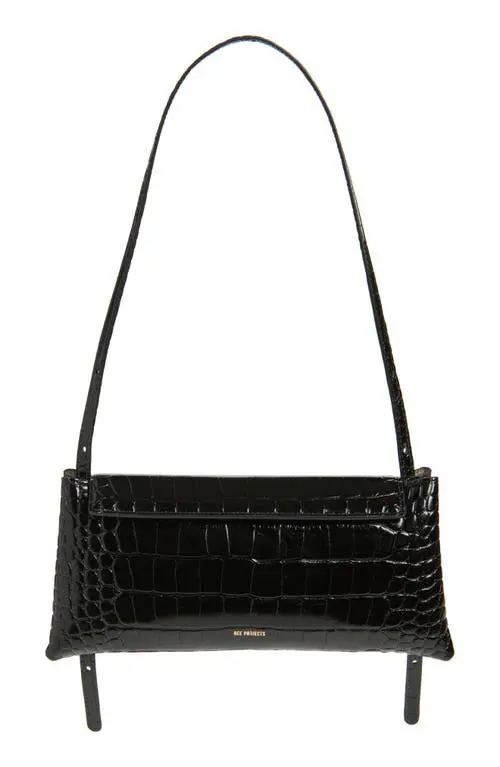 REE PROJECTS Elieze Croc-embossed Clutch - Black