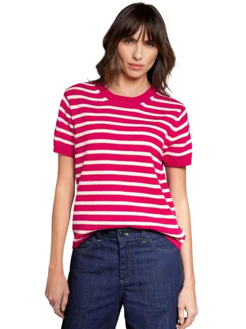 CELTIC & CO. Striped Knitted Crew Neck Tee
