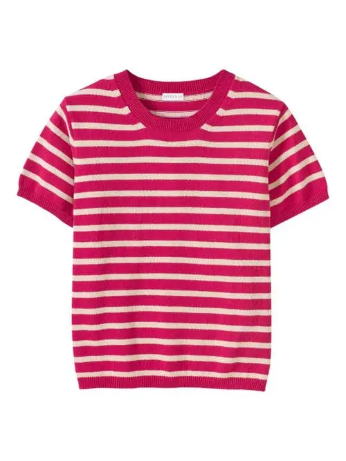 CELTIC & CO. Striped Knitted Crew Neck Tee