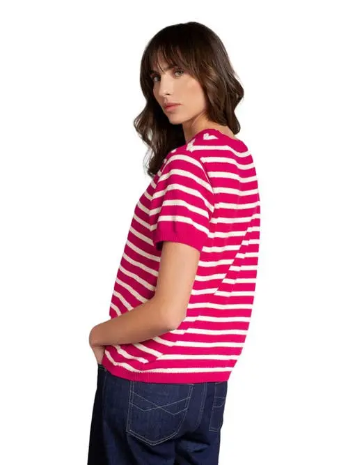 CELTIC & CO. Striped Knitted Crew Neck Tee