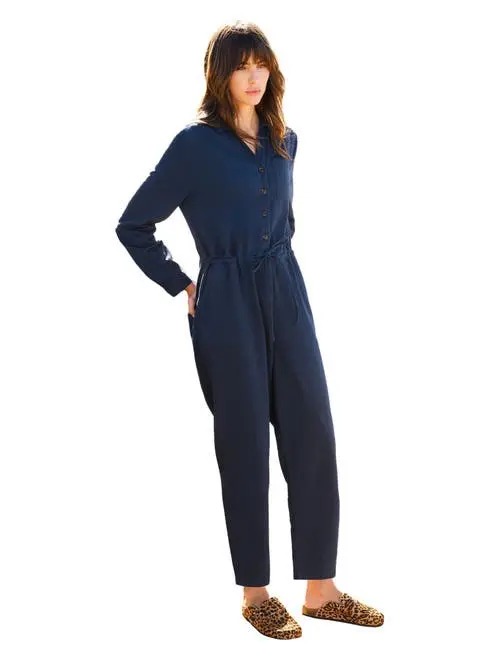 CELTIC & CO. Twill Long Sleeve Jumpsuit - Dark Navy