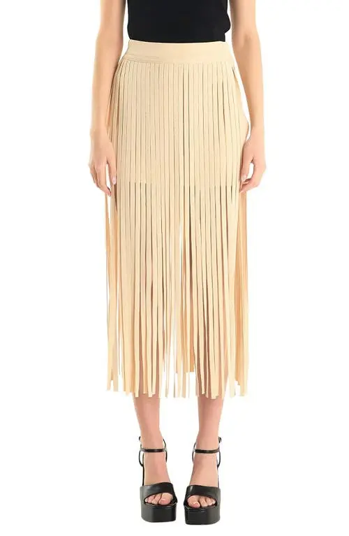Endless Rose Knit Fringe Maxi Skirt - Light Beige