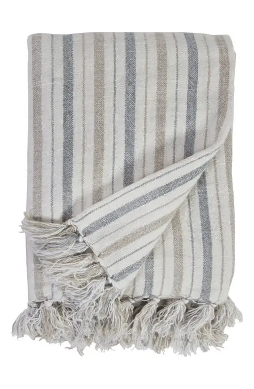 POM POM AT HOME Naples Oversize Linen Throw Blanket - Ocean/ Natural
