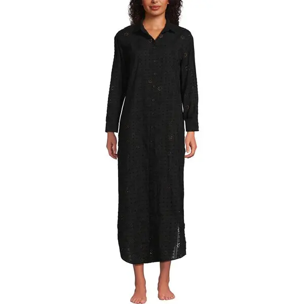LANDS' END Eyelet Maxi Cover-up Dress - Black