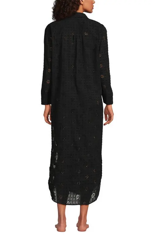 LANDS' END Eyelet Maxi Cover-up Dress - Black