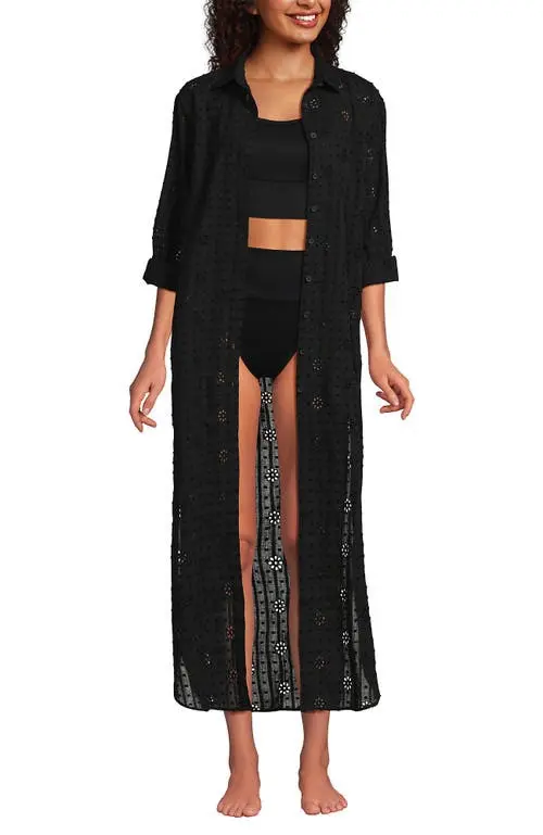 LANDS' END Eyelet Maxi Cover-up Dress - Black