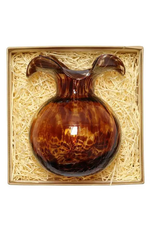 VIETRI Hibiscus Glass Tortoiseshell Bud Vase - Brown