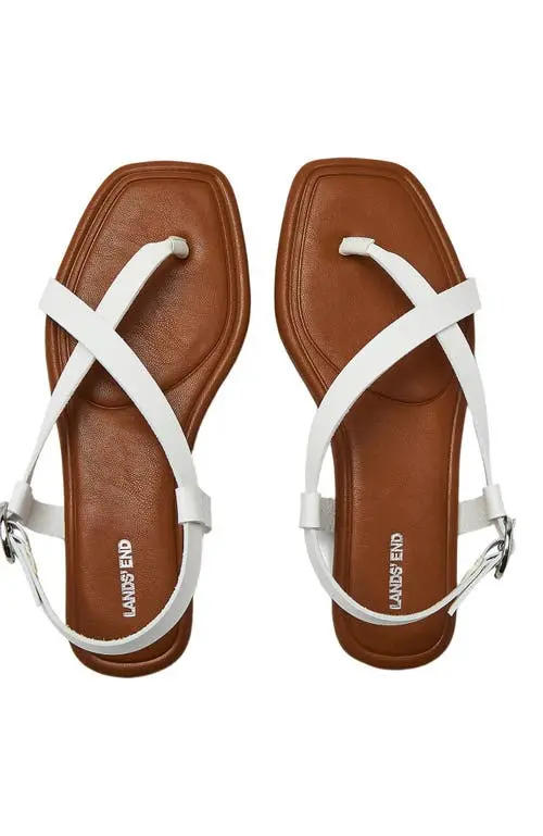 LANDS' END Strappy Flat Sandals - White