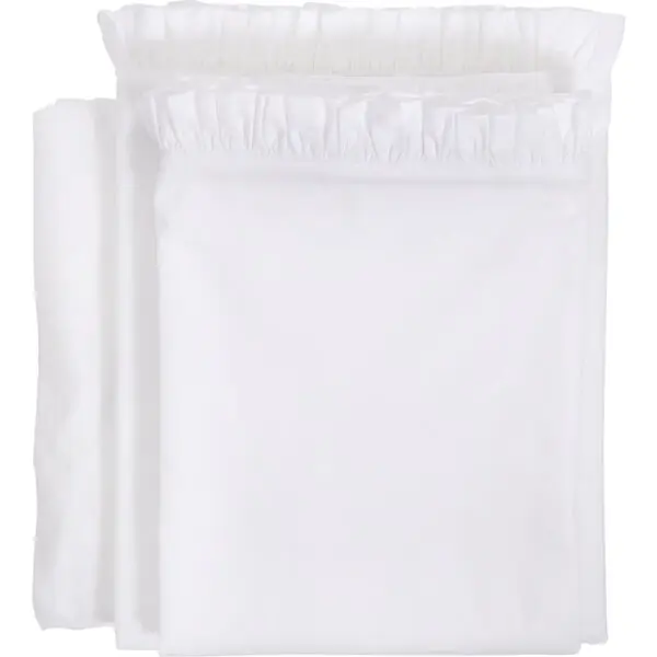 POM POM AT HOME Audrey Ruffle Percale Sheet Set - White