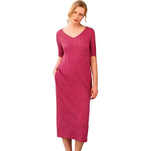 CELTIC & CO. Linen Blend Midi Dress - Raspberry Micro