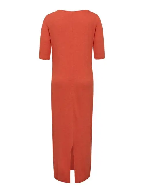 CELTIC & CO. Linen Blend V Neck Midi Dress - Burnt Orange
