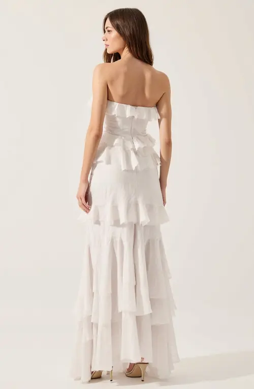 MODENAIRE Strapless Tiered Ruffle Maxi Dress - Ivory