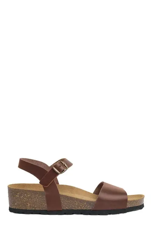 CELTIC & CO. Low Wedge Ankle Strap Sandals - Rust